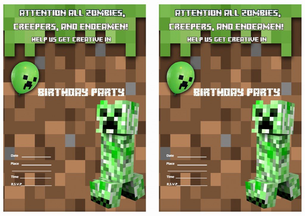 Minecraft Birthday Invitations – Birthday Printable
