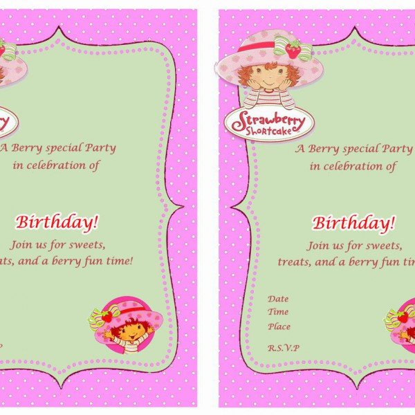 Strawberry Shortcake Birthday Invitations – Birthday Printable