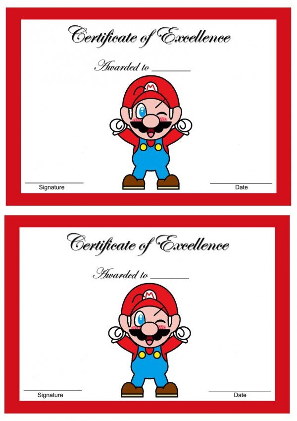 Super Mario Awards – Birthday Printable
