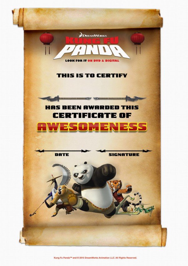 Kung Fu Panda Awards – Birthday Printable