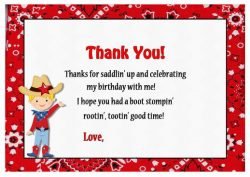 Cowboy Thank you Cards – Birthday Printable