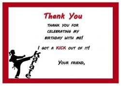 Karate Thank you Cards – Birthday Printable